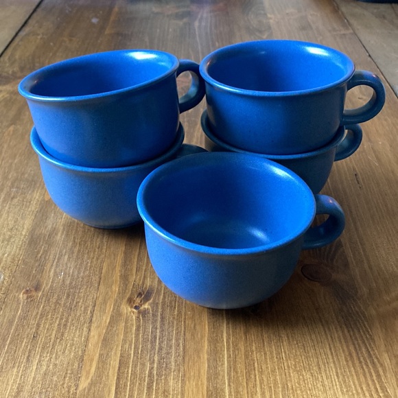 Dansk | Dining | Set Of 5 Vintage Dansk Blue Stoneware Mugs | Poshmark